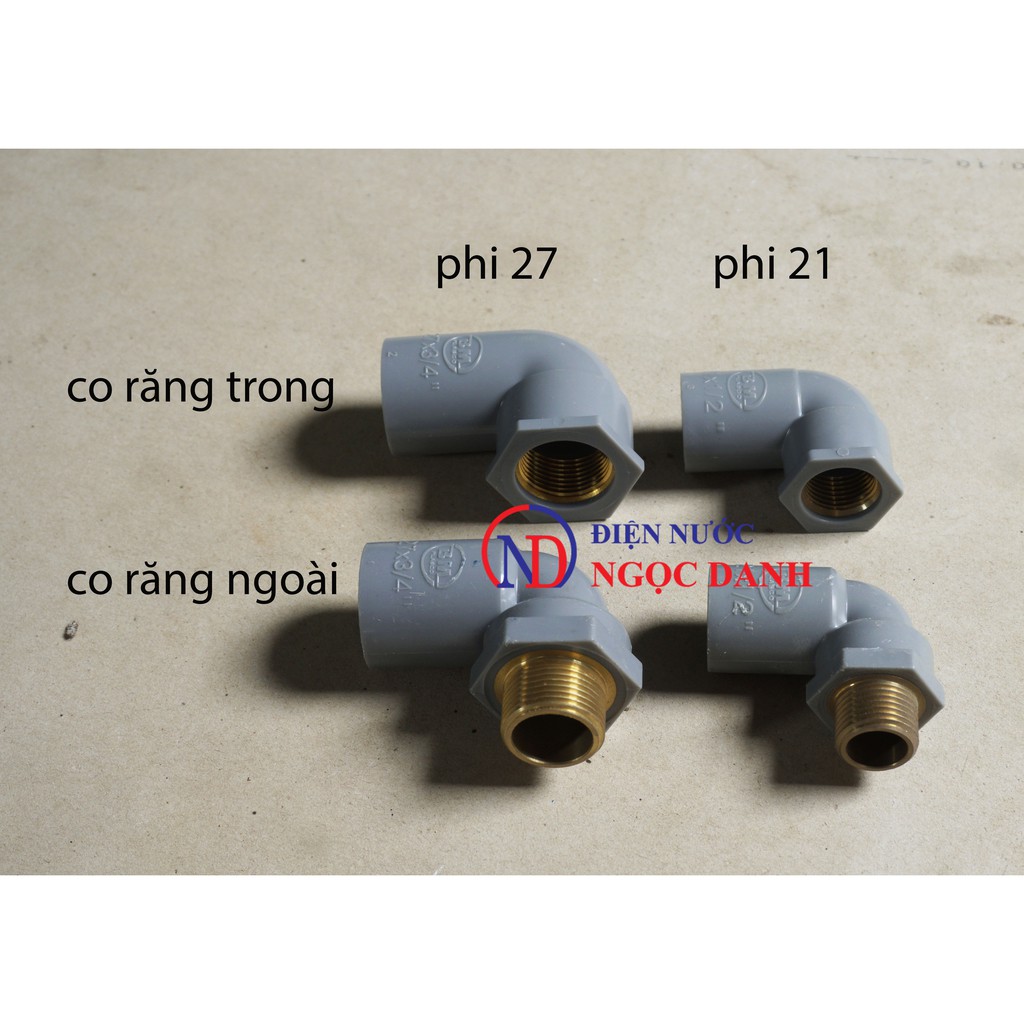 co răng(ren) trong/co răng ngoài nhựa PVC bình minh phi 21, phi 27 răng đồng | Shopee Việt Nam