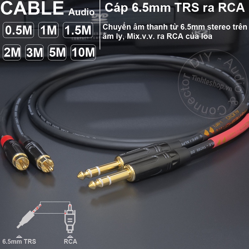 Cáp 6.5 TRS ra AV cho loa kiểm âm 1 cặp DIY 0.5 đến 5 mét - RCA to 6.5mm TRS balanced | Shopee ...
