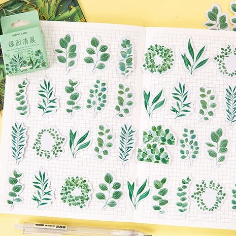 Hộp 45 miếng sticker mẫu cành lá cây xanh | Shopee Việt Nam