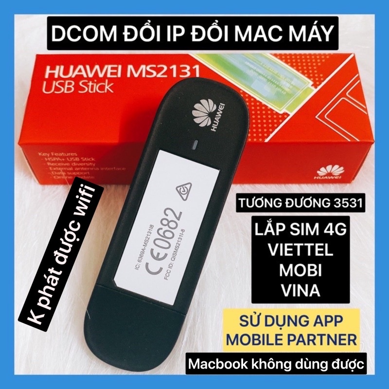 Dcom 3g huawei ms2131 đổi ip đổi mac máy siêu nhanh tốc độ 21.6mb/s ...