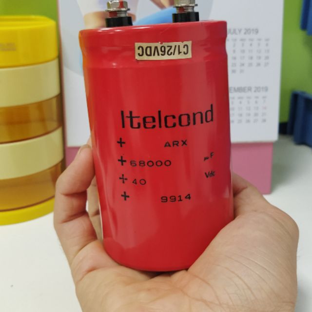 bộ 2 Tụ lọc nguồn Itelcond 68000uF, 40vdc tháo hệ thống điều khiển tàu ...