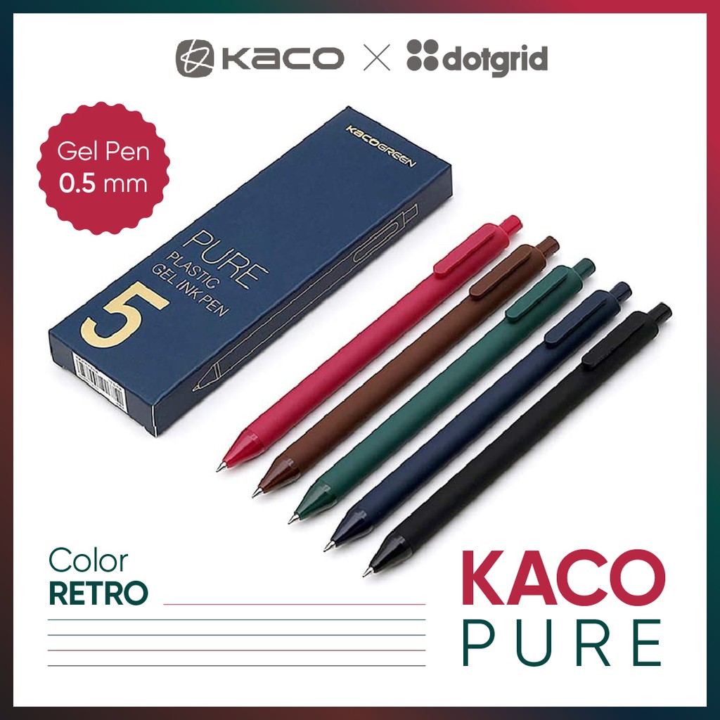 Bộ 5 bút gel KACO PURE loại Retro mực nhiều màu (hàng chính hãng ...