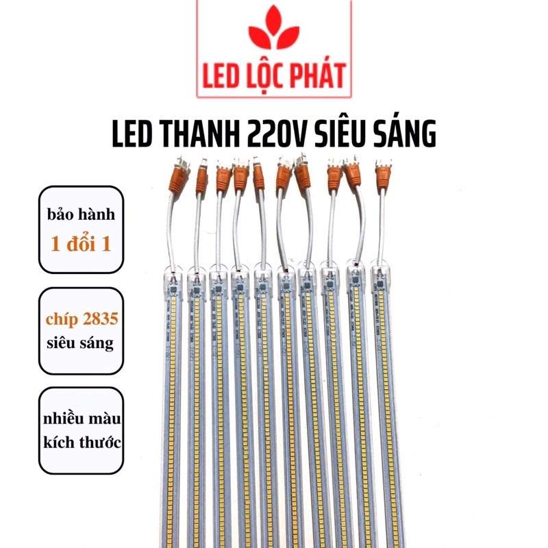 Đèn led thanh 220v 1m 50cm 30cm chip 2835 siêu sáng, led thanh 220v bọc ...