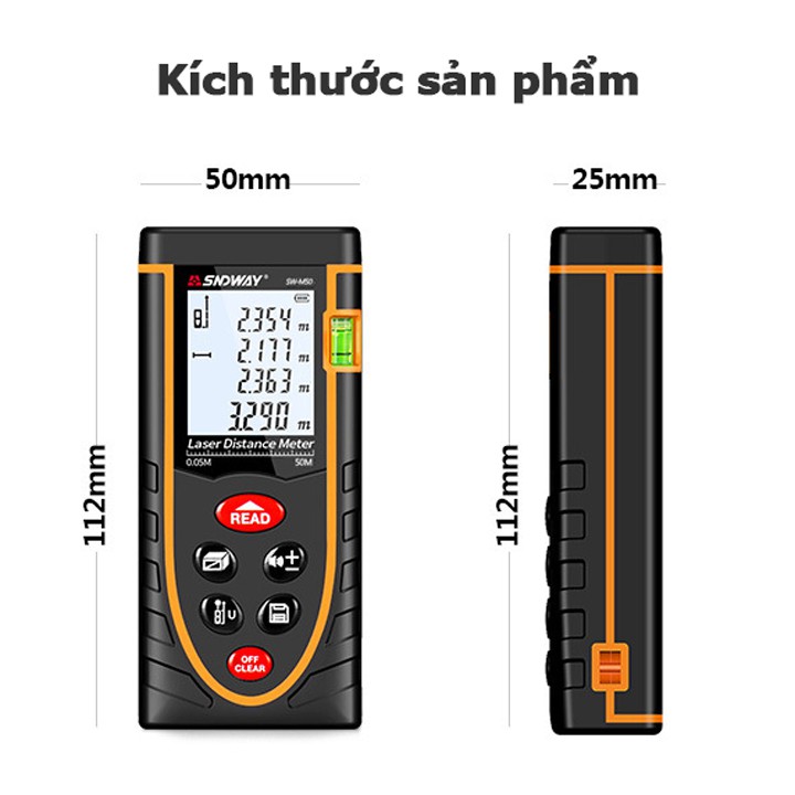 Thước đo khoảng cách bằng tia laser SNDWAY SW-M40/M50/M60/M70/M80/M100 ...