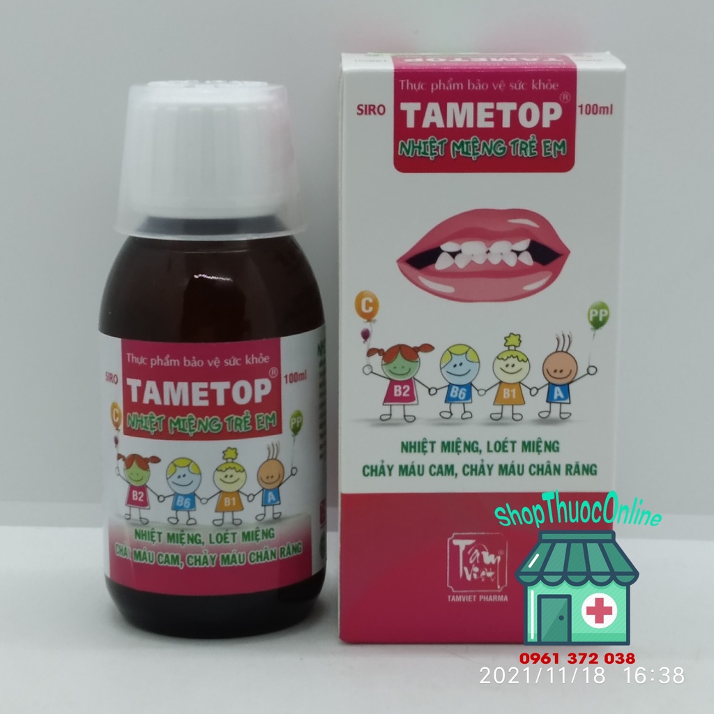 Siro nhiệt miệng TAMETOP trẻ em chai 100ml | Shopee Việt Nam