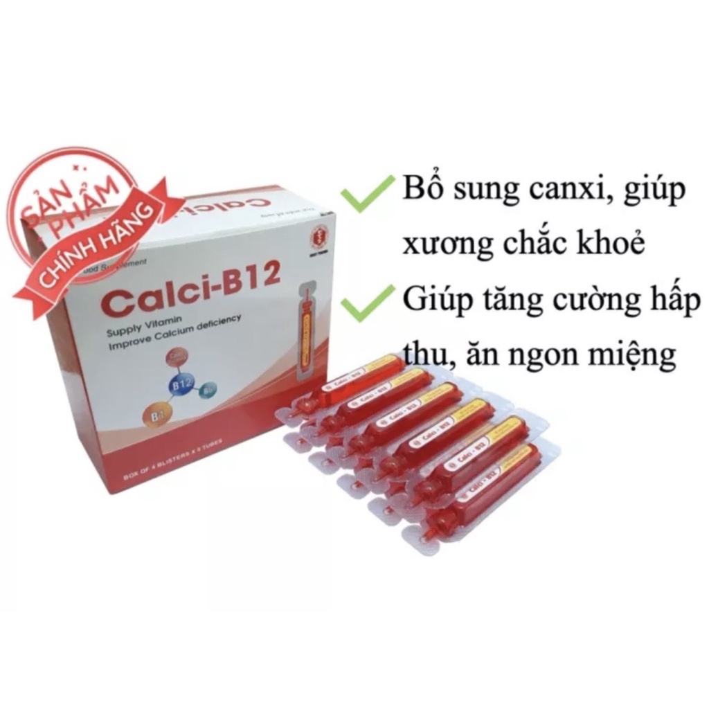 Canxi B12 ống nhựa - Bổ sung vitamin, cải thiện tình trạng thiếu calci (hộp 20 ống) | Shopee ...