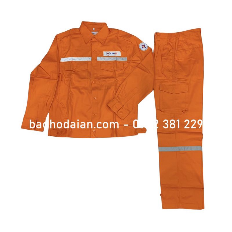 Quần áo điện lực tiêu chuẩn miền Bắc màu cam kèm logo EVNNPC | Shopee ...