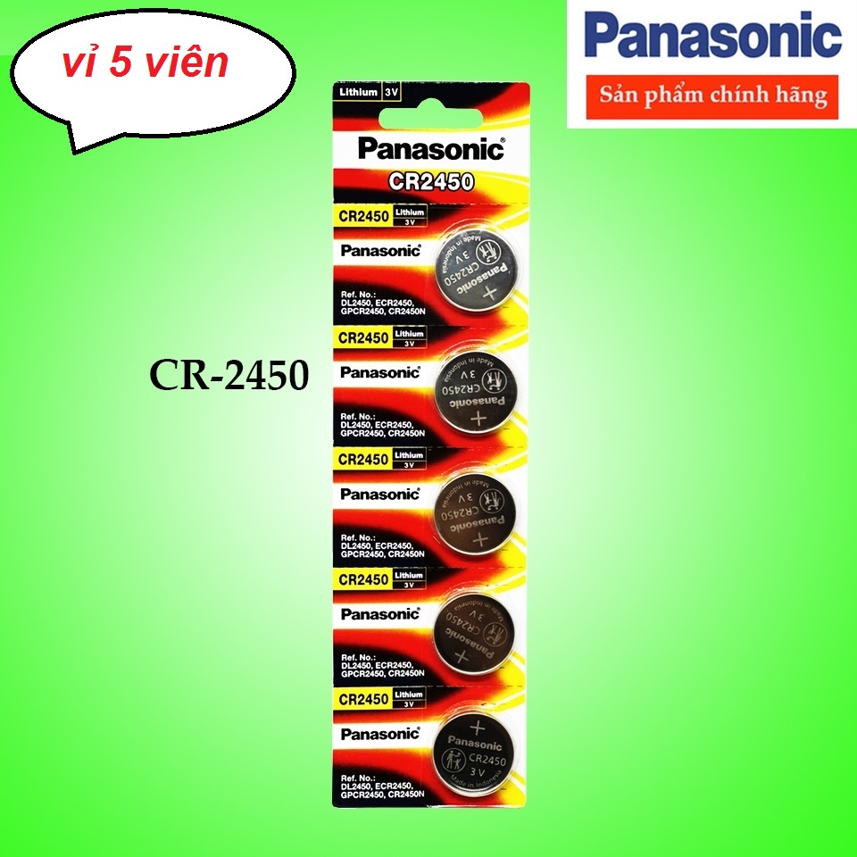 Pin CR2450 Panasonic 3V Lithium Vỉ 5 Viên Chính hãng | Shopee Việt Nam