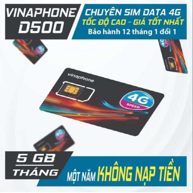 SIM VINA D500 ( miễn phí dùng data không cần nạp thẻ ) | Shopee Việt Nam