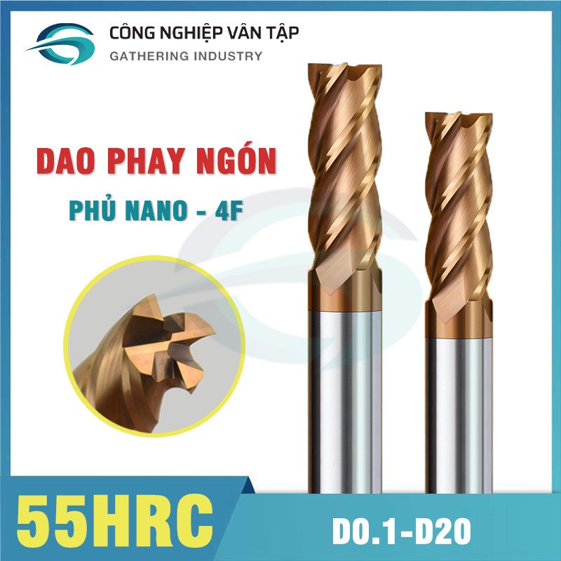 [D1-D7] 4F 55HRC Dao phay ngón hợp kim cắt 4 cạnh độ cứng 55HRC chuyên dụng cho máy phay CNC ...