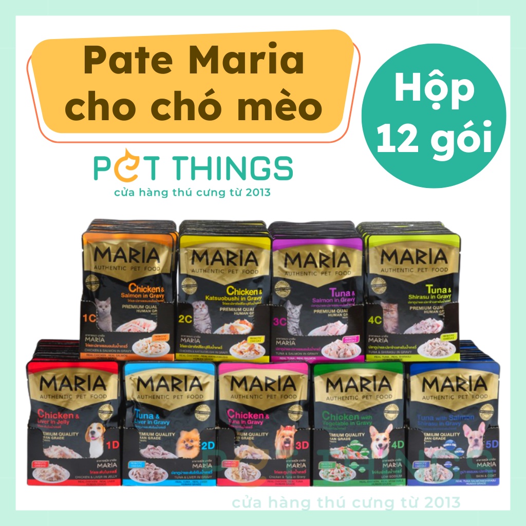 Hộp 12 gói Pate Maria cho Chó Mèo 70g Thức ăn ướt | Shopee Việt Nam
