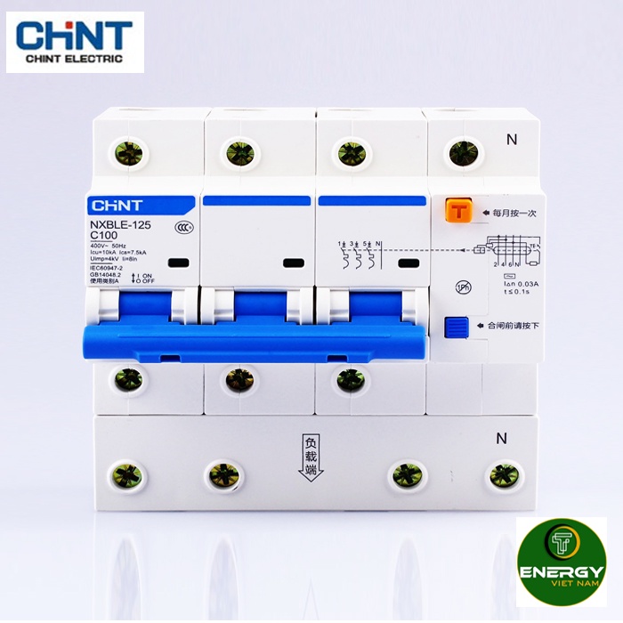 Cầu Dao - Aptomat RCBO Chint 3P+N 100A NXBLE-125 - Thiết Bị Điện ENERGY | Shopee Việt Nam