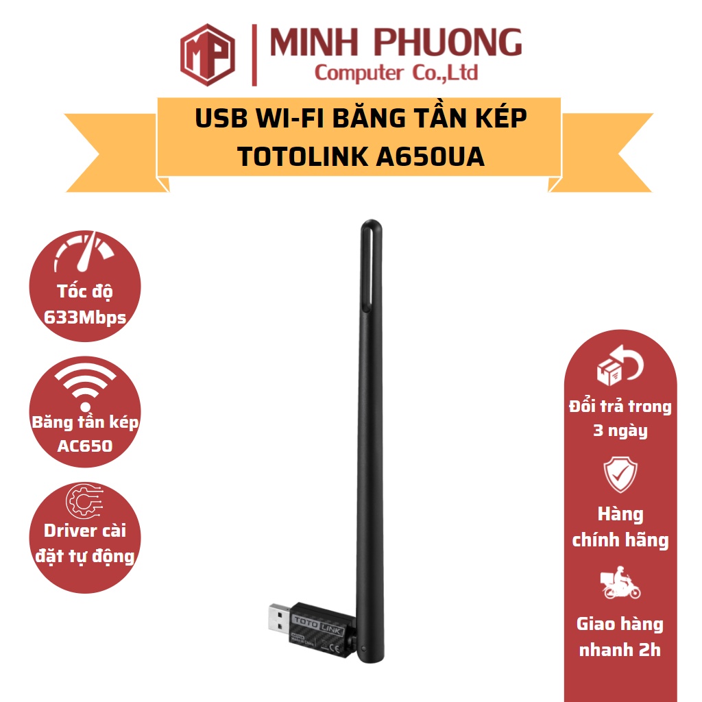 USB Wifi Băng Tần Kép AC 650 Mbps TOTOLINK A650UA | Shopee Việt Nam
