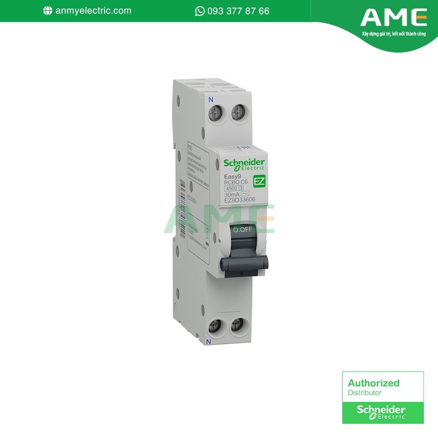 Thiết bị điện Schneider - Easy9 Slim RCBO 1P+N - 4.5kA - 30mA (AC type ...