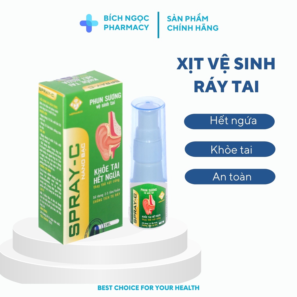 Xịt Ráy Tai Spray-C Nano Bạc Dạng Phun Sương - Vệ Sinh Tai (15Ml ...