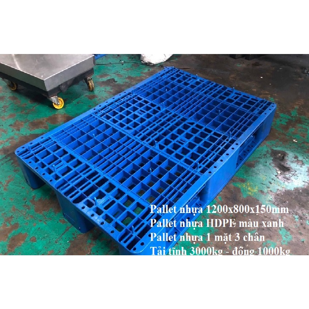 Pallet Nhựa Mới 1200x800x155mm 3 Chân Màu Xanh | Shopee Việt Nam