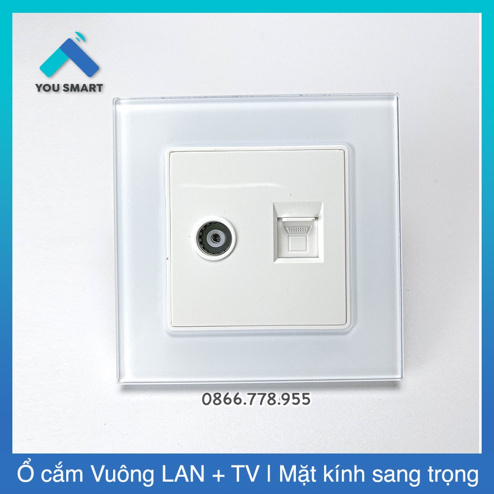 Mặt ổ cắm VUÔNG kính cường lực LAN + TV | Shopee Việt Nam