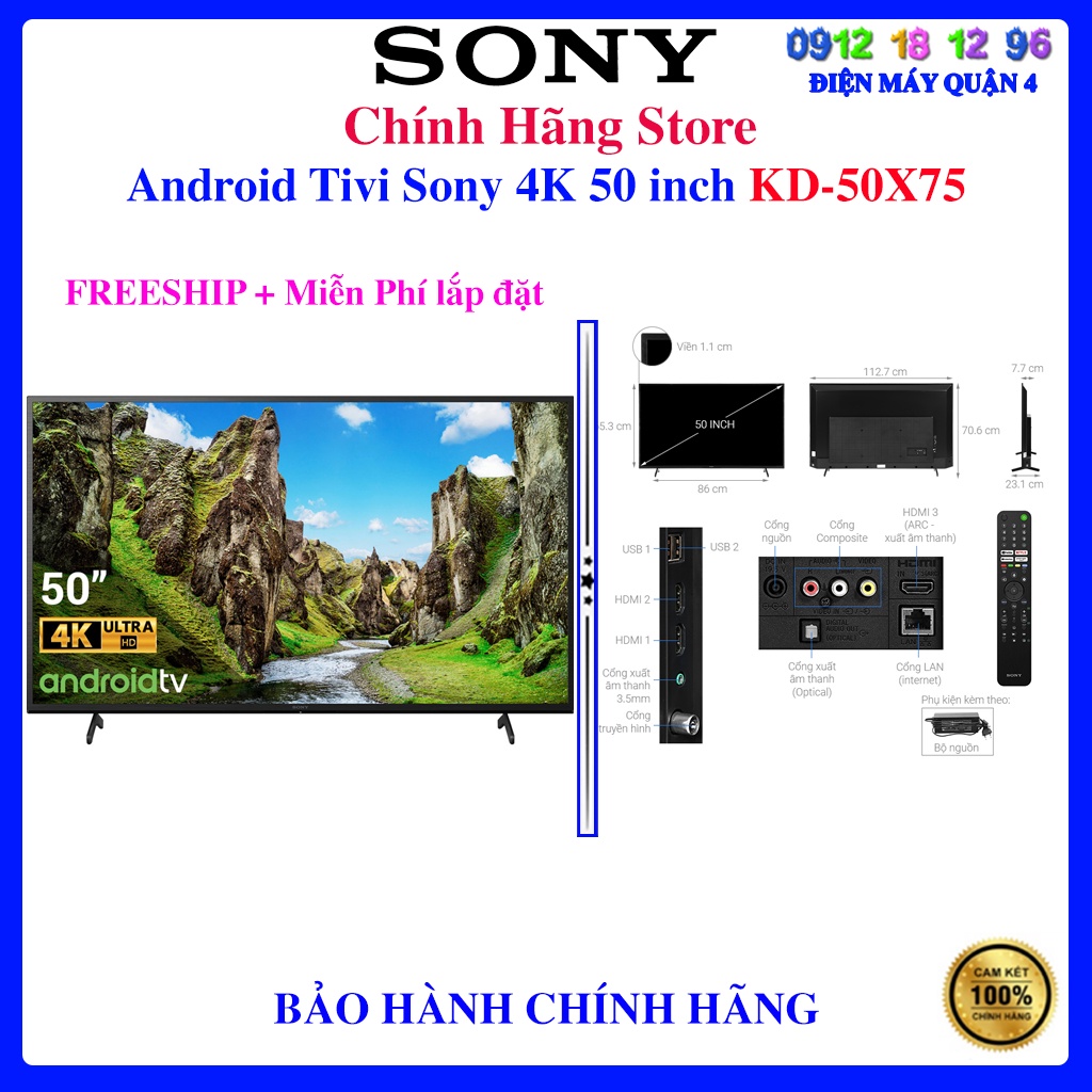 [Sony 50X75] - Android Tivi Sony KD-50X75 4K 50 inch - Sony KD-43X75 ...