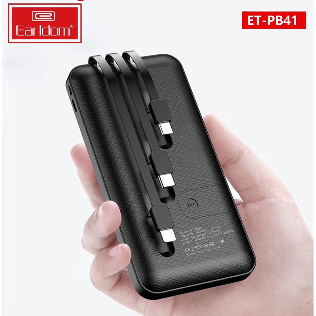 Pin Sạc Dự Phòng Earldom PB-41 dung lượng 10000 mAh , 3 đầu sạc nhỏ gọn | Shopee Việt Nam