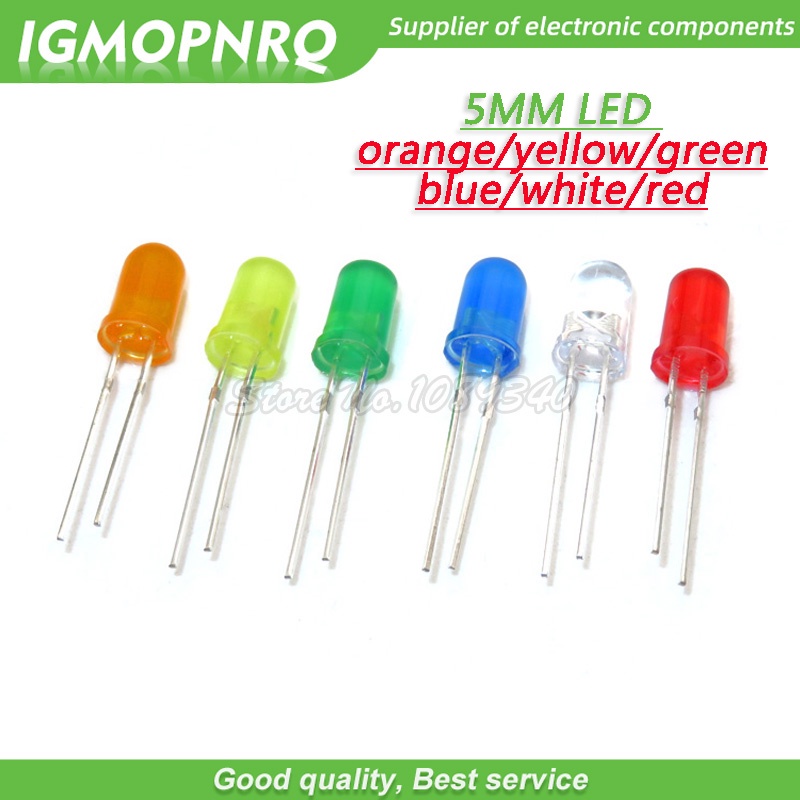 Set 100 Điốt Đèn LED Đầu Tròn 5mm 5mm Màu Đỏ / Vàng / Xanh Lá / Cam ...