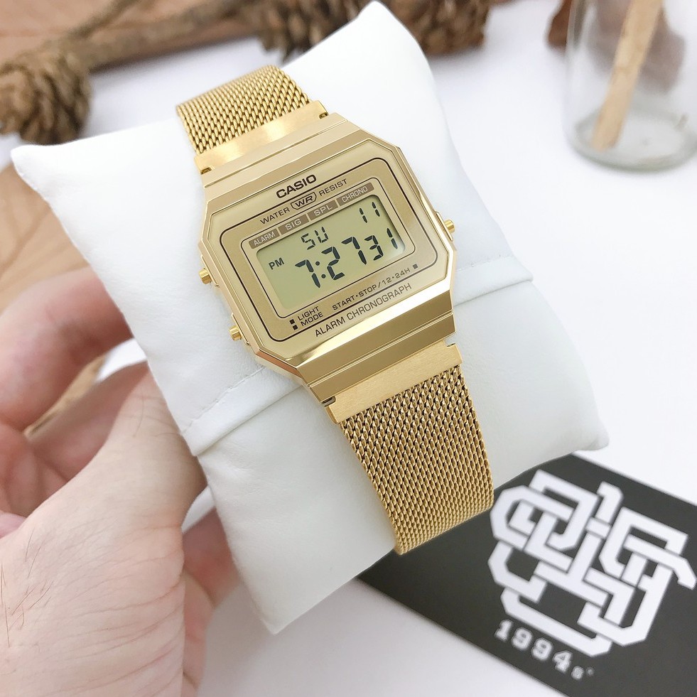 Đồng hồ nam/nữ Casio A700 Series, dây thép không gỉ, chống nước 50m ...