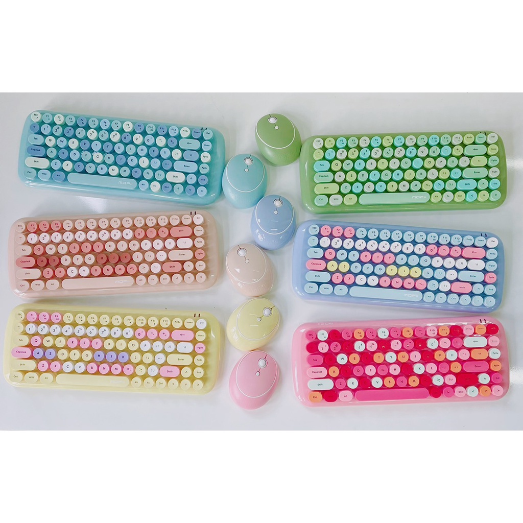 Bộ bàn phím cute không dây giả cơ & chuột MOFII Candy Colorful 6 Màu ...