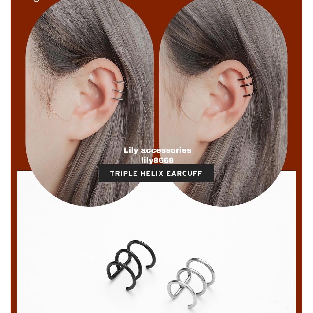 Triple Helix Ear Cuff kẹp tai titan 3 thanh không cần xỏ lỗ không gỉ ...