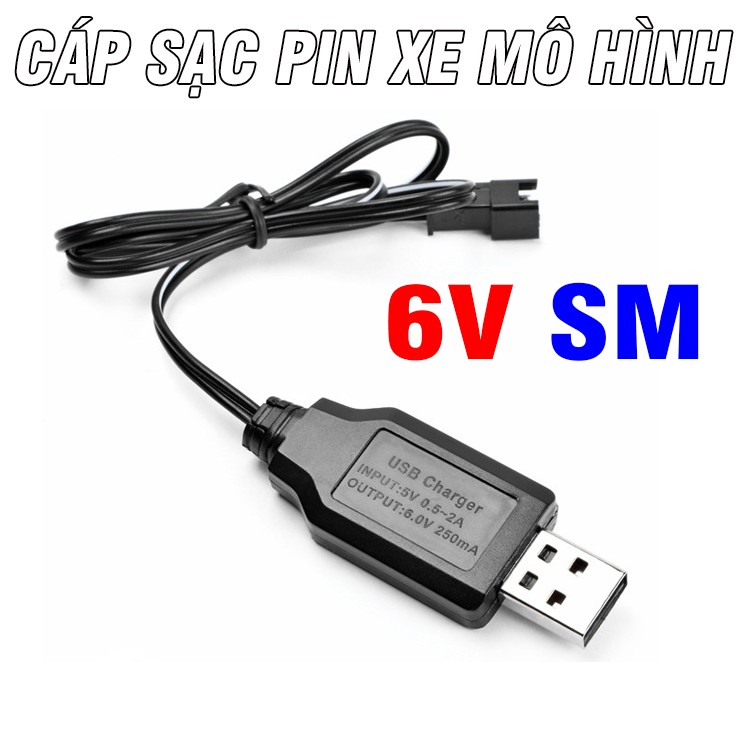 Cáp sạc pin 6v đầu nối SM-2P cho xe mô hình điều khiển từ xa đồ chơi ...