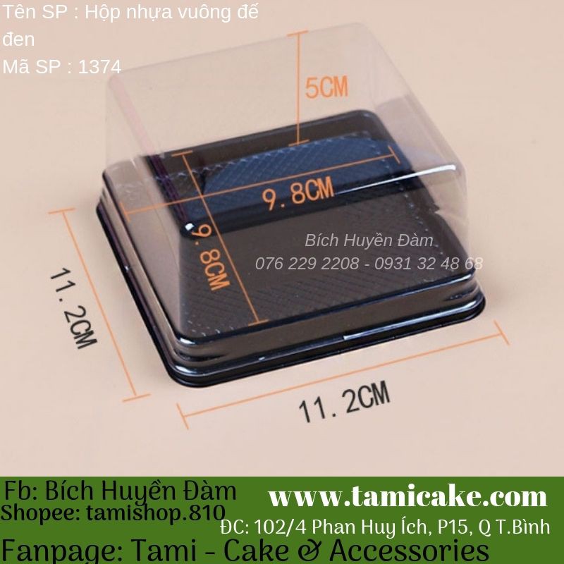 Set 50 hộp nhựa vuông đế đen bánh 200gr XY11 | Shopee Việt Nam