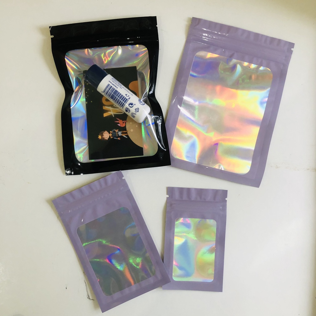 100 Túi zip HOLOGRAM 6 MÀU, chất túi Bóng, có 3 size từ nhỏ đến lớn ...