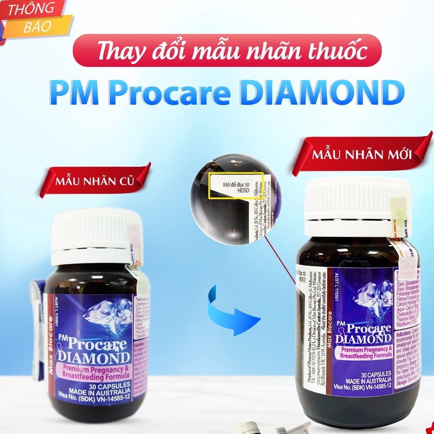 PM Procare Diamond - Vitamin tổng hợp chuyên dùng cho phụ nữ có thai và ...