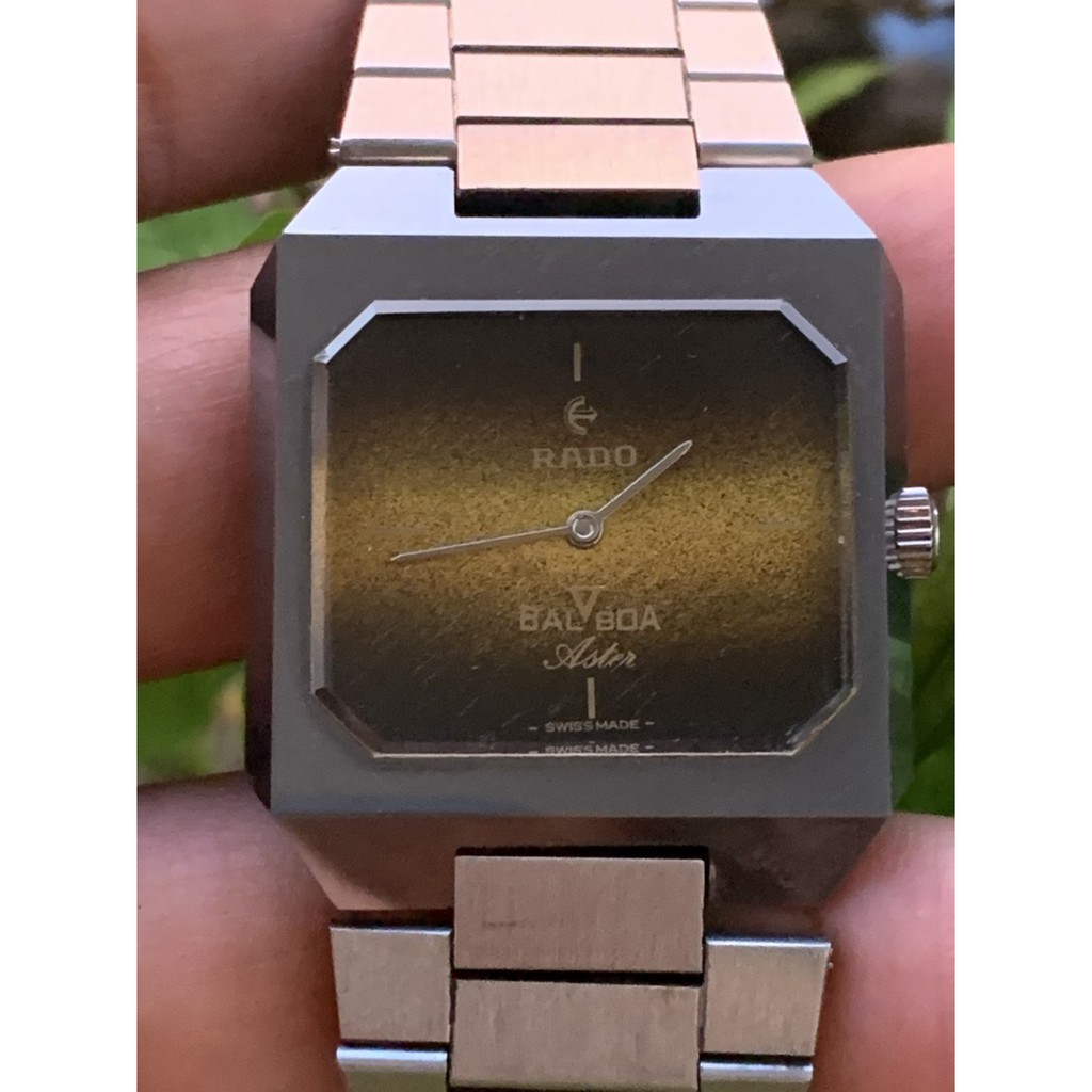 Đồng hồ nam RADO cơ cót, máy vàng, mặt chữ nhật thiết kế chuyển màu ...