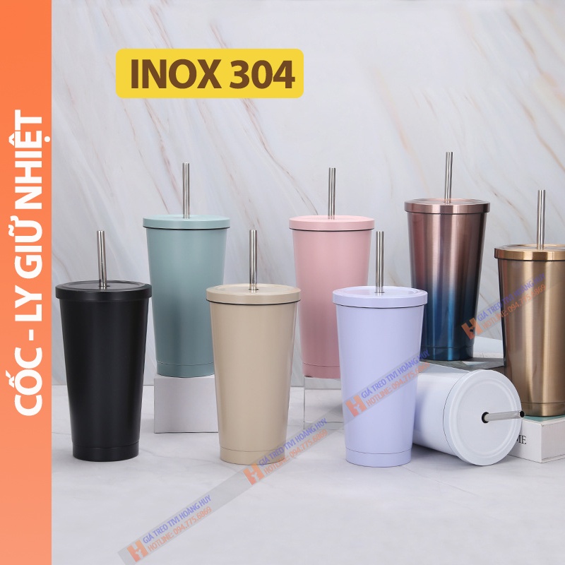 Ly giữ nhiệt 500 ML & 750 ML cao cấp - Cốc giữ nhiệt INOX304 - Tặng Kèm Ống Hút - Nhiều Màu lựa ...