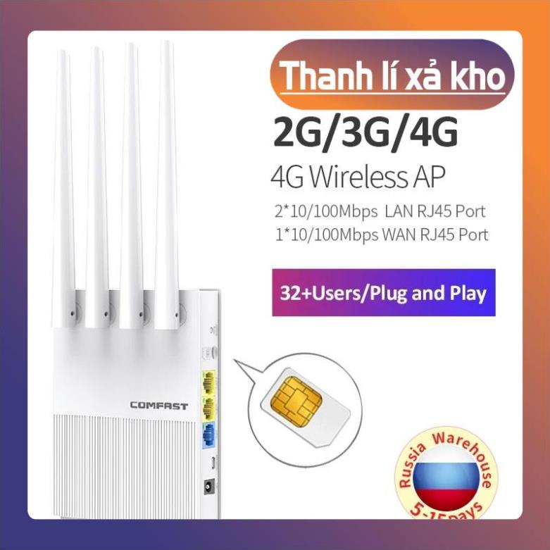 Bộ Phát Wifi COMFAST 4G LTE 300Mbps 2.4G Có Khe Thẻ SIM Và Khe Thẻ SIM ...