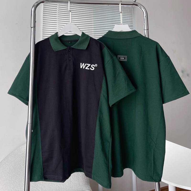 Áo Polo V4 WSZ 2 màu đen phối xanh đủ size | Shopee Việt Nam