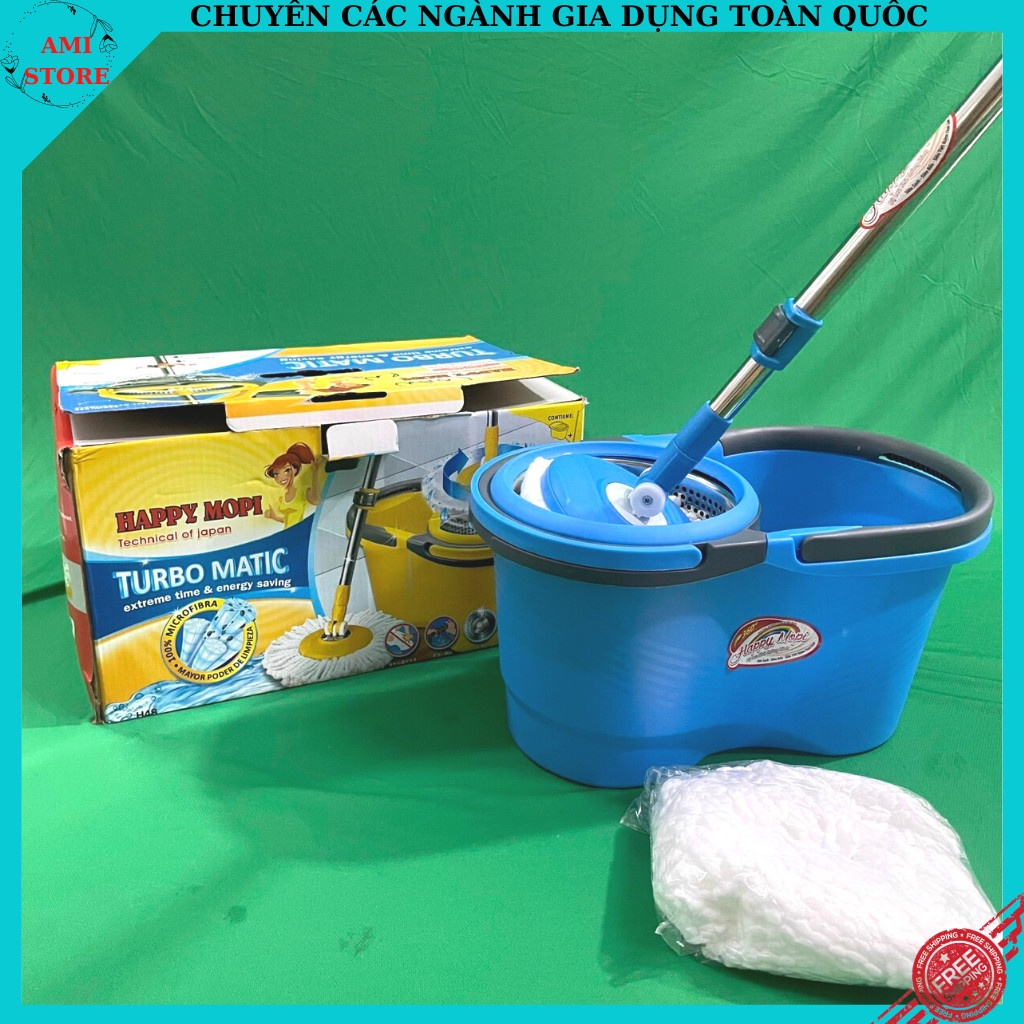 Bộ cây lau nhà xoay 360 độ Happy Mopi H48 siêu bền vệ sinh nhà cửa ...