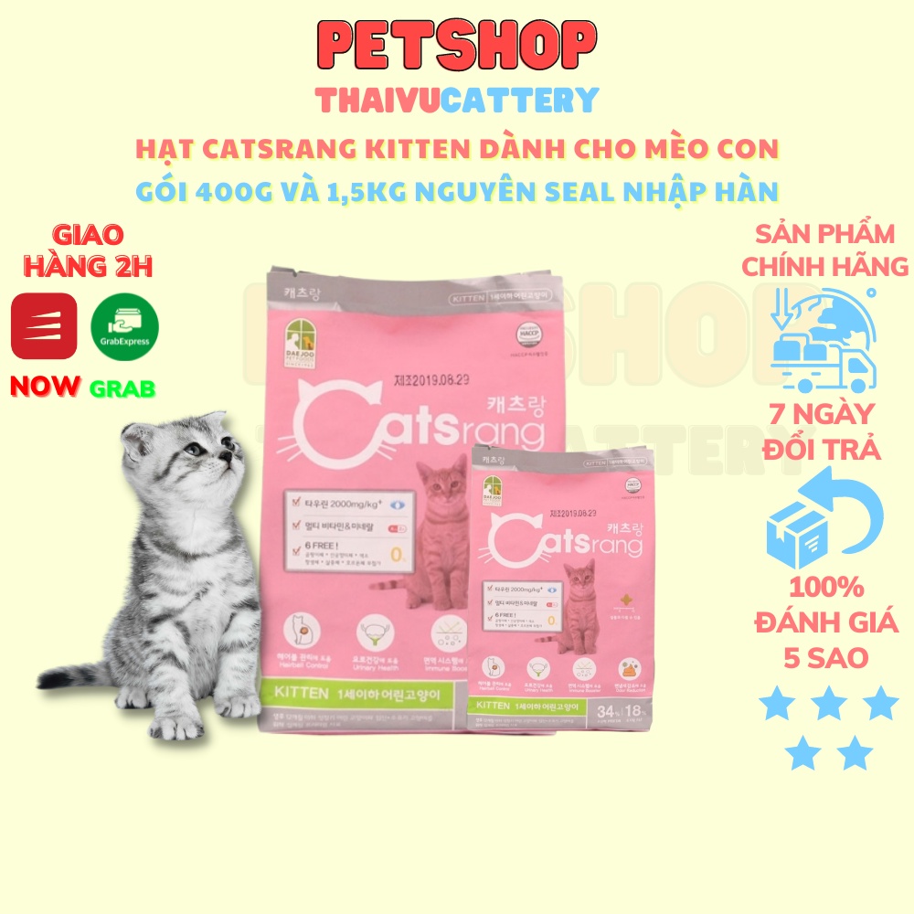 Thức ăn hạt cho mèo con Catsrang Kitten 400gr và mọi lứa tuổi - thaivucattery | Shopee Việt Nam