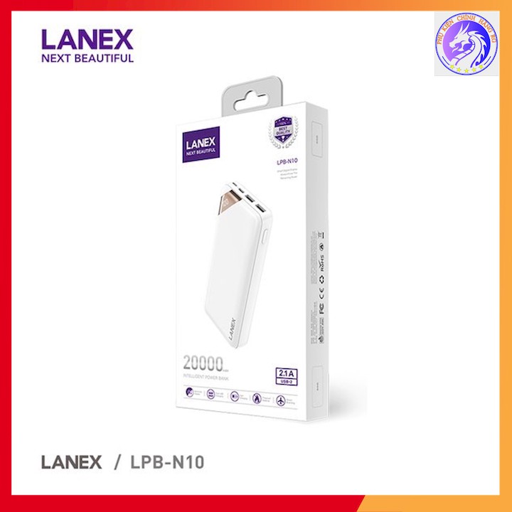 PIN DỰ PHÒNG LITHIUM 2 CỔNG USB 2.1A 20000MAH LANEX LPB-N10 - ĐÈN LED ...