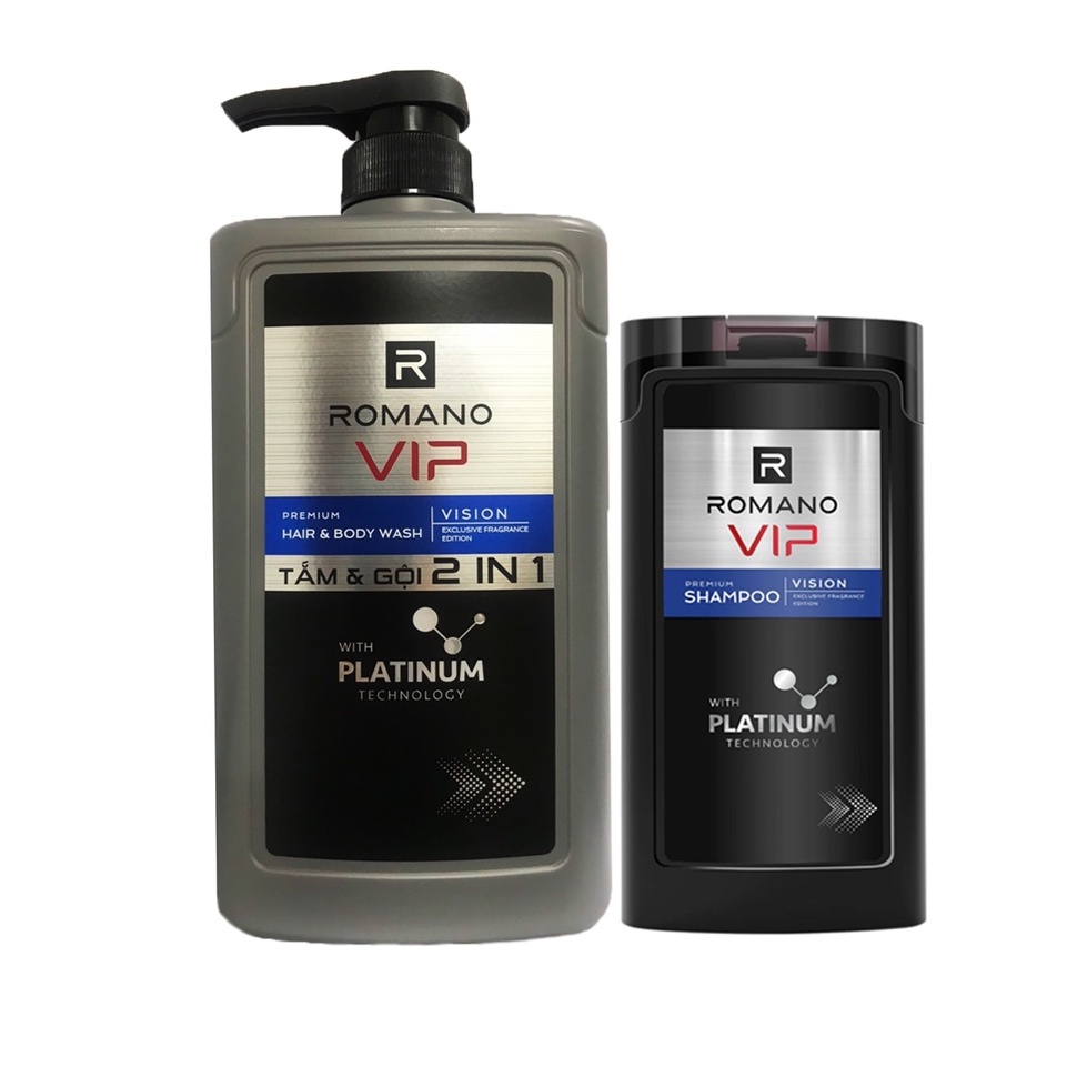 Tắm và Gội 2in1 Romano Vip Vision Nước Hoa Cao Cấp 650g/chai+ Tặng dầu ...