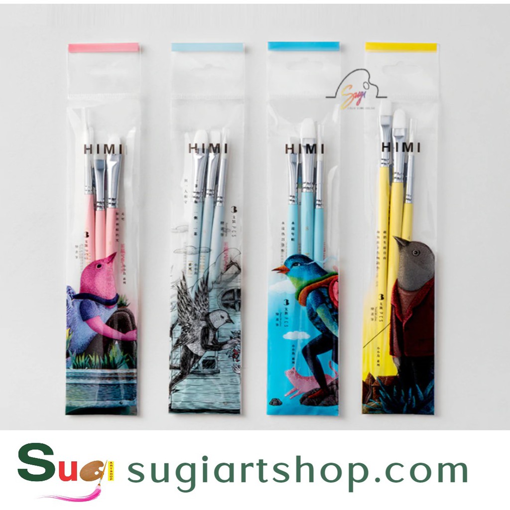 Bộ cọ vẽ Himi 3 cây, Cọ vẽ màu thạch Himi 3 cây [SUGI ART SHOP ...