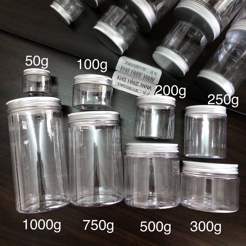 HỦ TRONG SUỐT ĐỰNG THỰC PHẦM 1kg / 750g / 500g / 400g / 300g / 200g / 100g - HỦ PET NHỰA LỚN ...