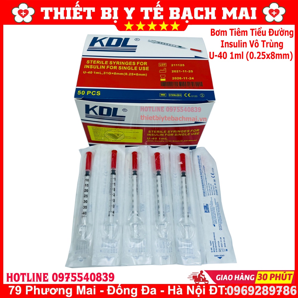 Bơm Tiêm Insulin Tiêm Tiểu Đường, Thẩm Mỹ KDL U100 -1ml ,U100-0.5ml , U100-0.3ML ,U40-1ML [Hộp ...