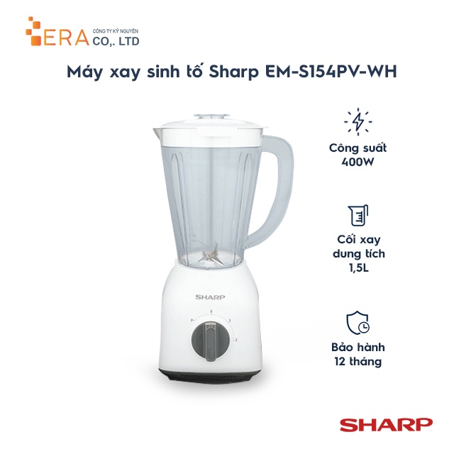 Máy xay sinh tố Sharp EM-S154PV-WH - Hàng chính hãng | Shopee Việt Nam