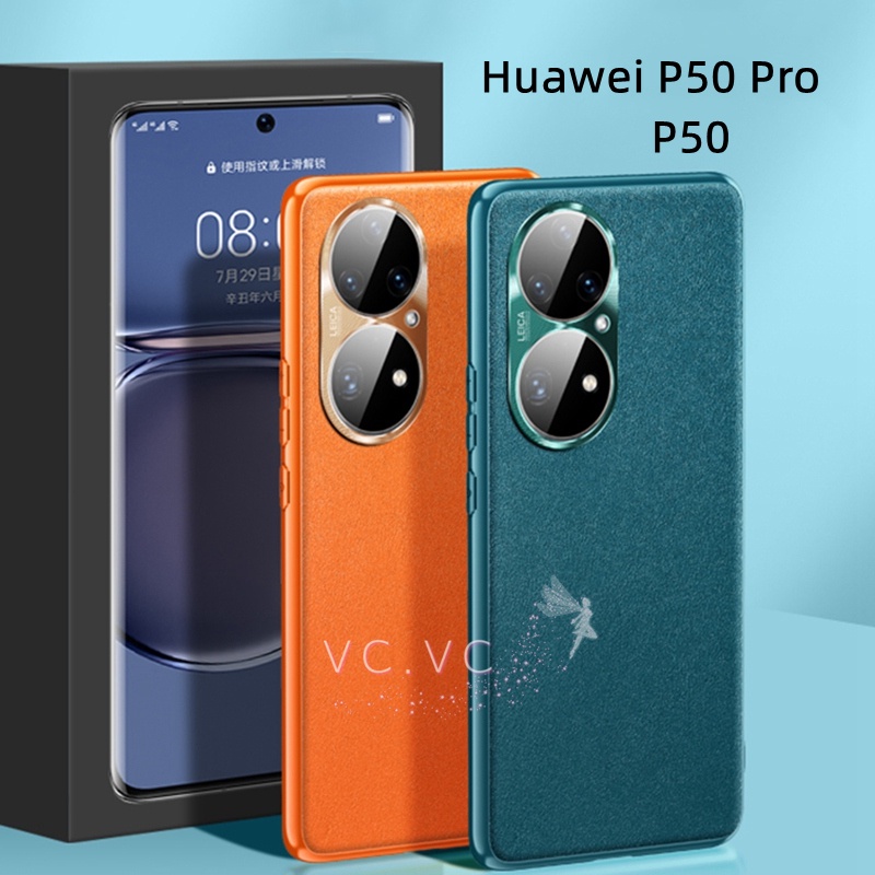 Ốp Điện Thoại Da Viền Kim Loại Sang Trọng Bảo Vệ Camera Cho Huawei P50 Pro P50Pro | Shopee Việt Nam