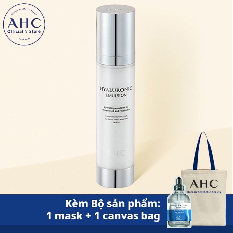 Combo Sữa dưỡng Hyaluronic dưỡng ẩm dịu da Aloe Vera AHC Emulsion 100ml kèm Bộ quà tặng 1 mask ...