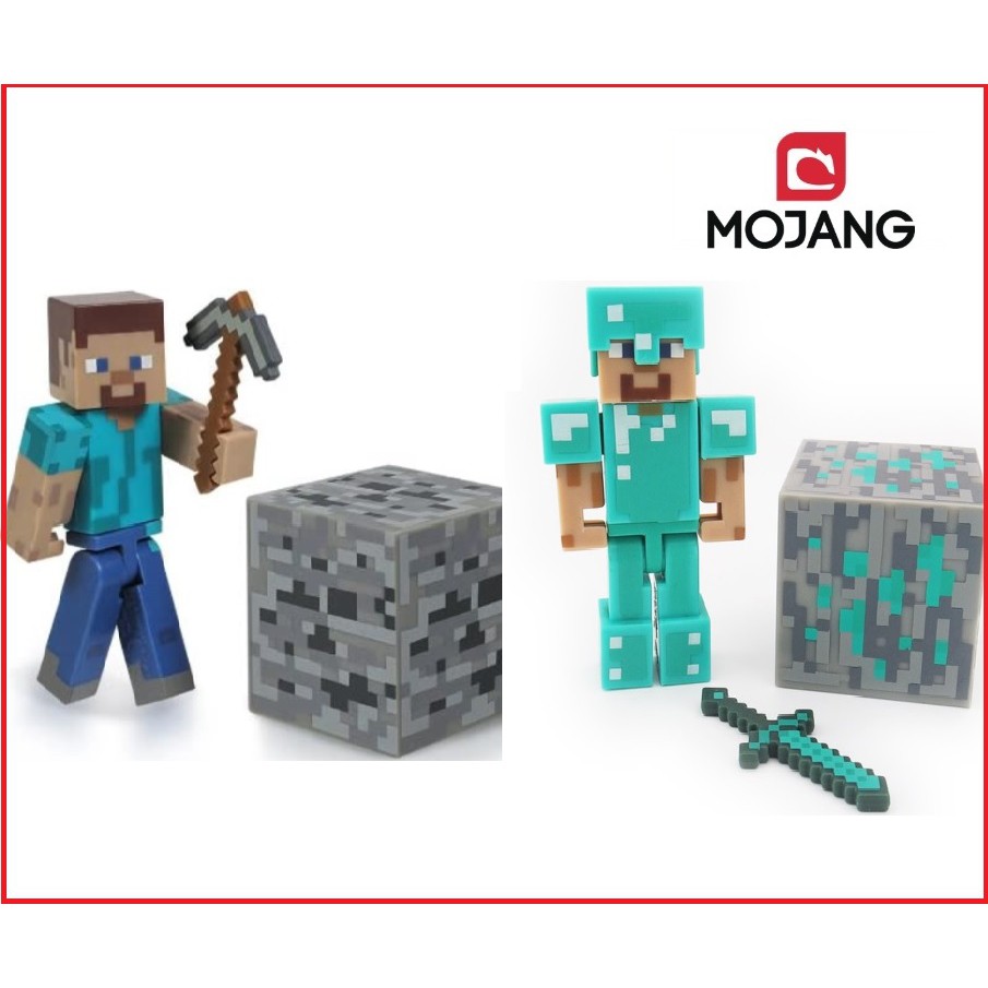 Combo mô hình đồ chơi minecraft steve chính hãng Mojang | Shopee Việt Nam