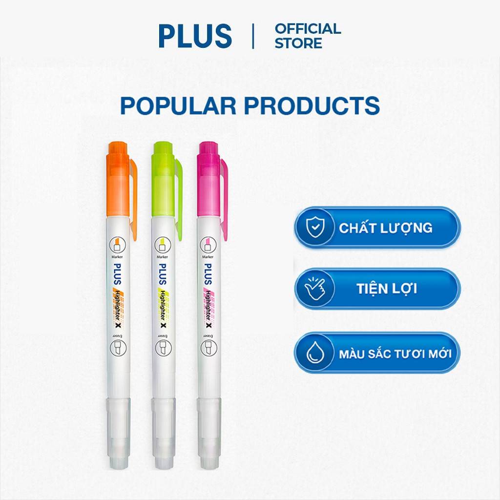 Bút Dạ Quang Xóa Được HIGHLIGHTER X Plus-600-V012 Set 3 cây | Shopee ...