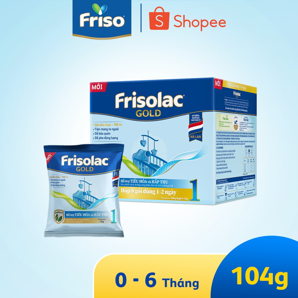Hộp Sữa Bột Frisolac Gold 1 104G (8 gói x 13g) | Shopee Việt Nam