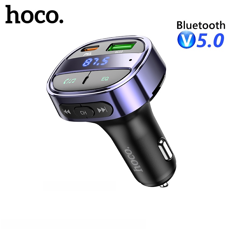 Bộ sạc xe hơi HOCO. E70 Bluetooth 5.0 không dây màn hình LCD QC3.0 PD30W thiết kế hỗ trợ nghe ...