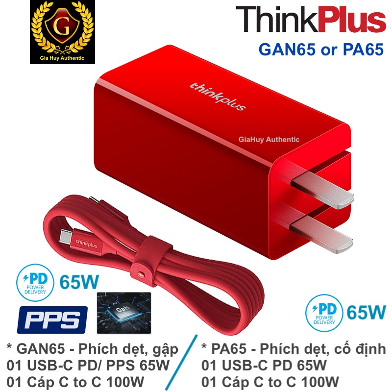 Củ sạc LENOVO THINKPLUS GaN65 USB-C PD 3.0/ PPS 65W dùng cho Mac-Pro 14 ...